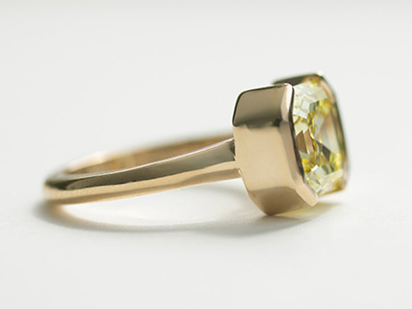 18k Yellow Asscher Cut Engagement Ring – Shaesby Designs