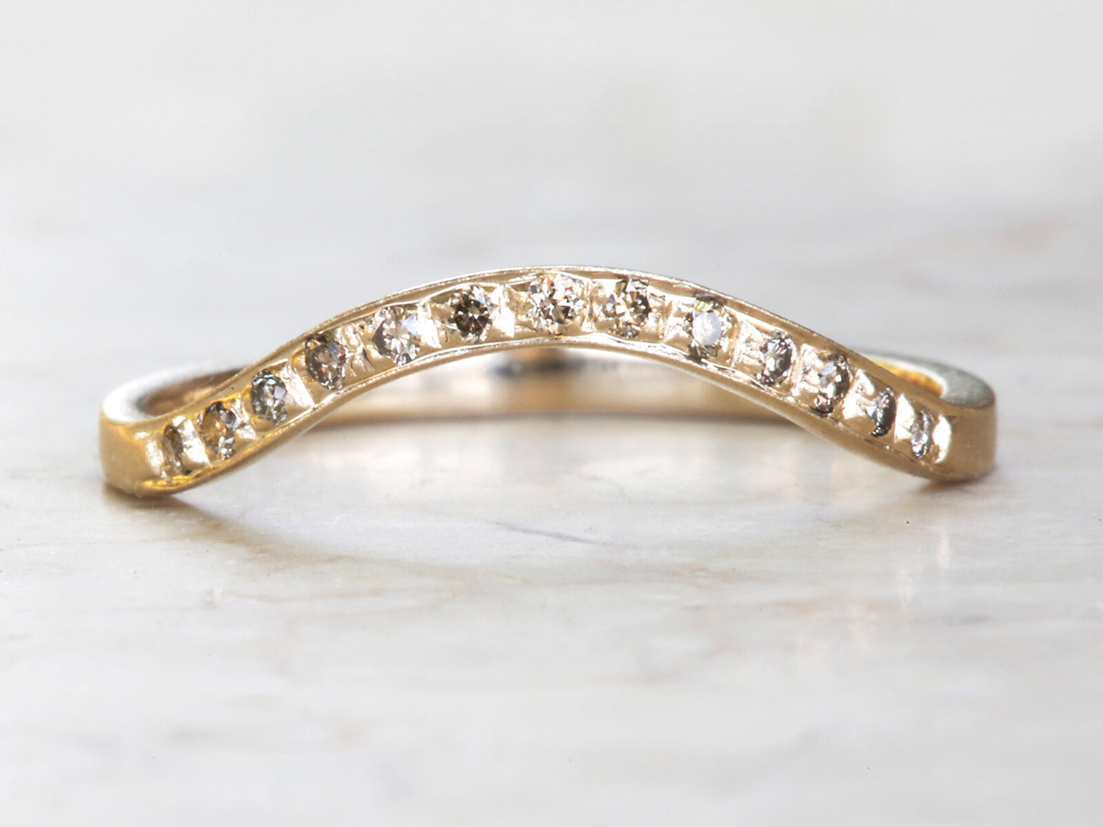 Custom Wedding Set with Nesting Band and Rose Cut Solitaire – Shaesby ...